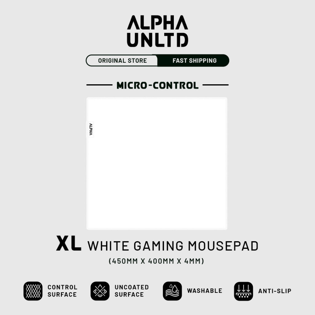 Alpha Unltd Gaming Mousepad XL White | MICRO-CONTROL | (450x400x4mm ...
