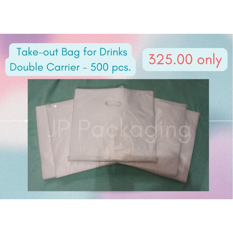 Double Carrier 500 pcs. Take-out Bag for Milk tea and other drinks ...