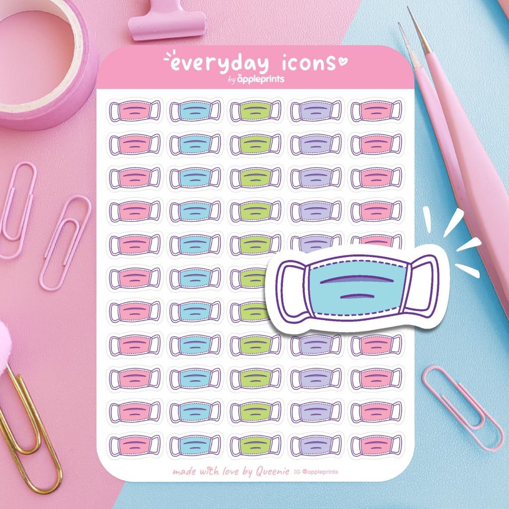 Surgical Mask Health and Wellness Reminder Cute Icons Matte Planner ...