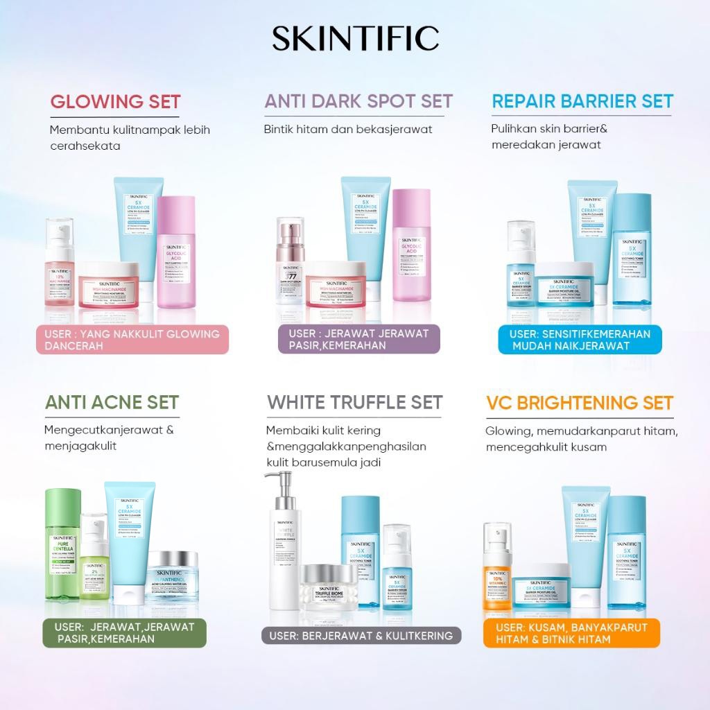 SKINTIFIC Skincare 4pcs Paket Set With Serum&Cleanser&Barrier Moisture ...