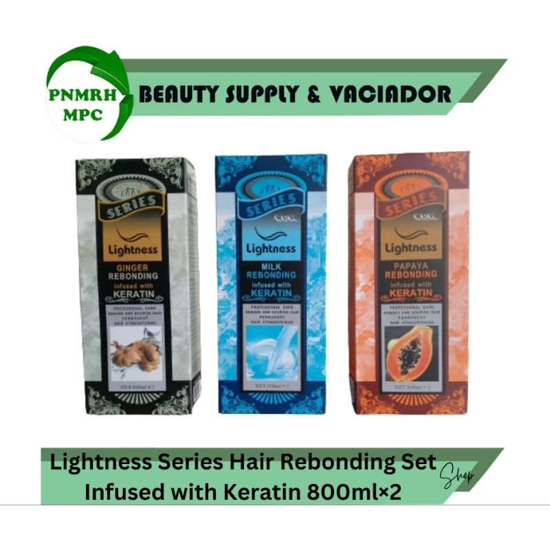 Lightness Series Hair Rebonding Set Infused with Keratin 2in1 800ml×2 ...