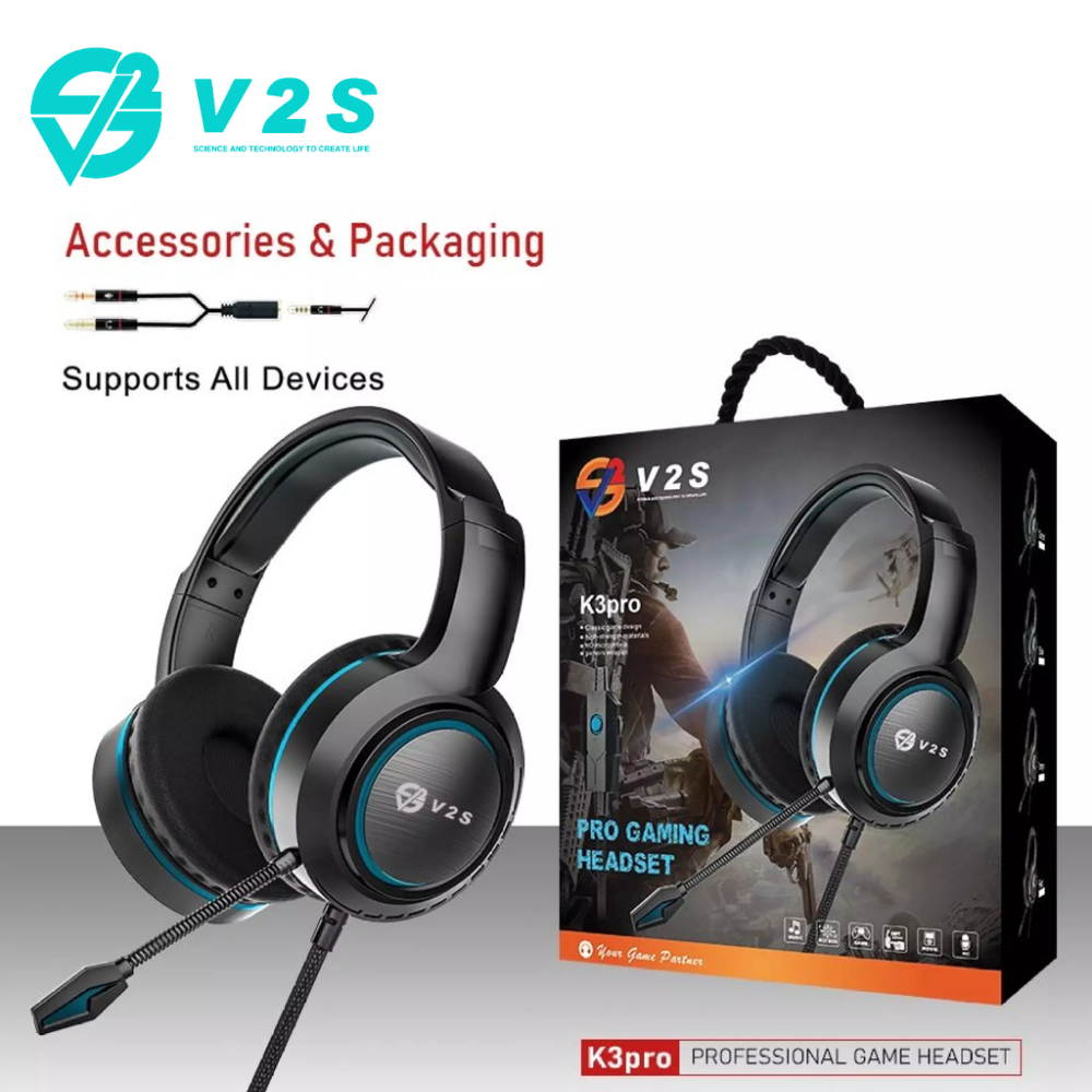 V2S K3PRO Wired 3.5mm Gaming Headphones Noise Reduction Headset With ...