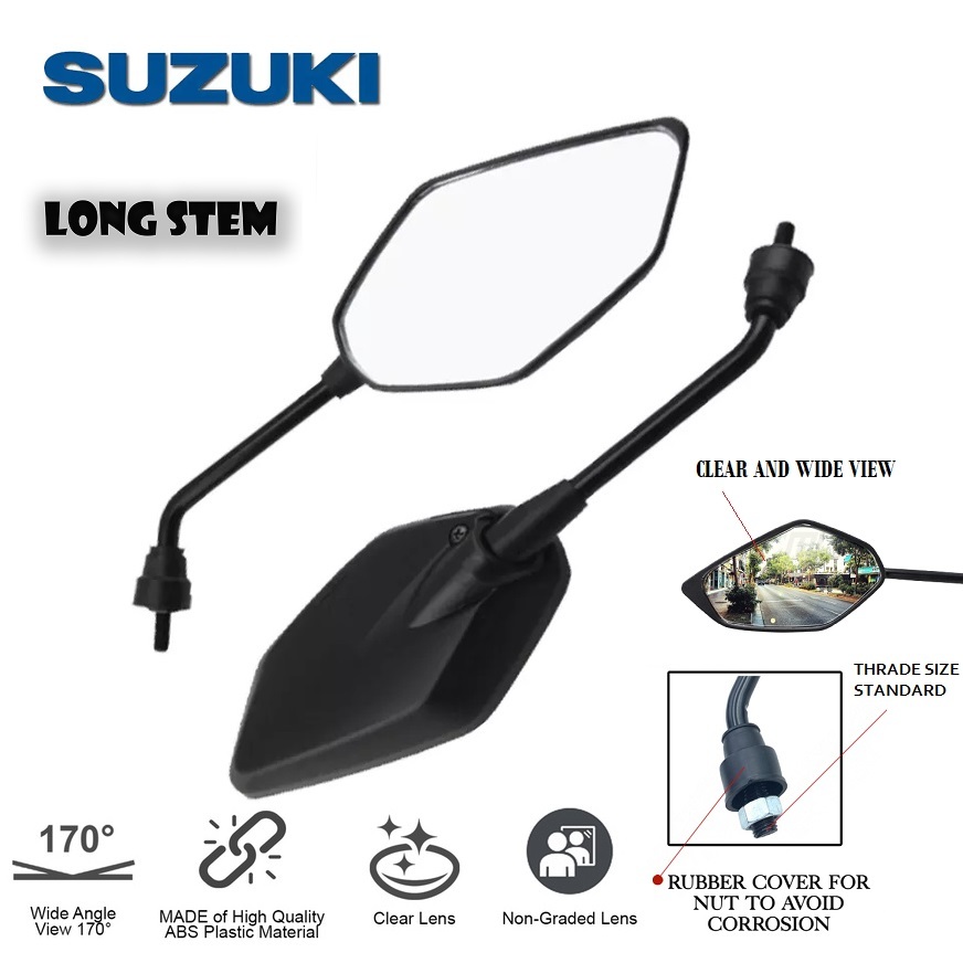 SUZUKI SMASH Motorcycle Side Mirror dahon type stock mirror & long stem ...