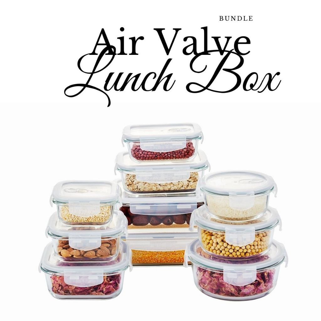LOCAUPIN Bundle Air Valve Cover Glass Lunch Box Microwavable Food ...