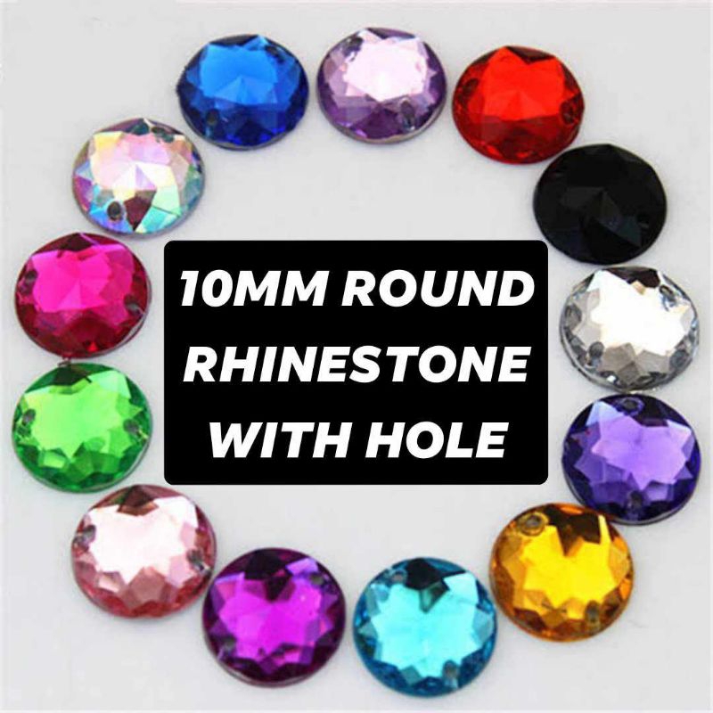 PER 50 PCS: 10 mm colored rhinestone with hole | Shopee Philippines