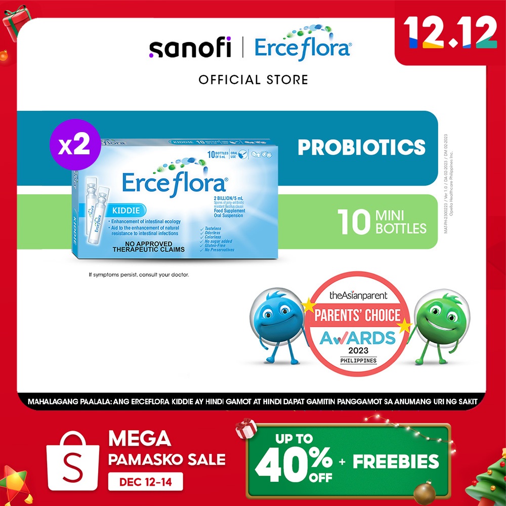 Erceflora Kiddie Probiotic Supplement - 10 Mini Bottles x 5ml (Bundle ...
