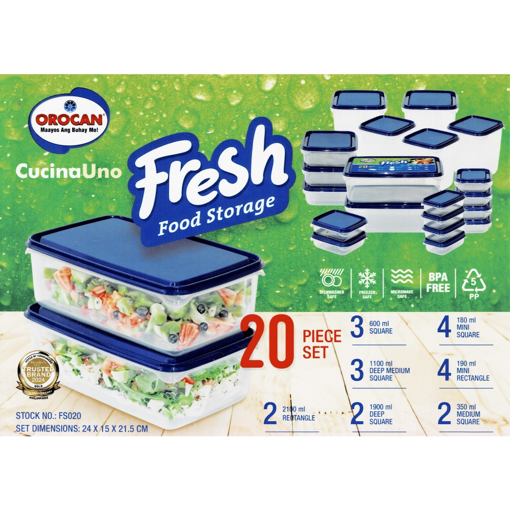 Orocan Cucina Uno Fresh Food Storage 20pcs per set with box | Shopee ...