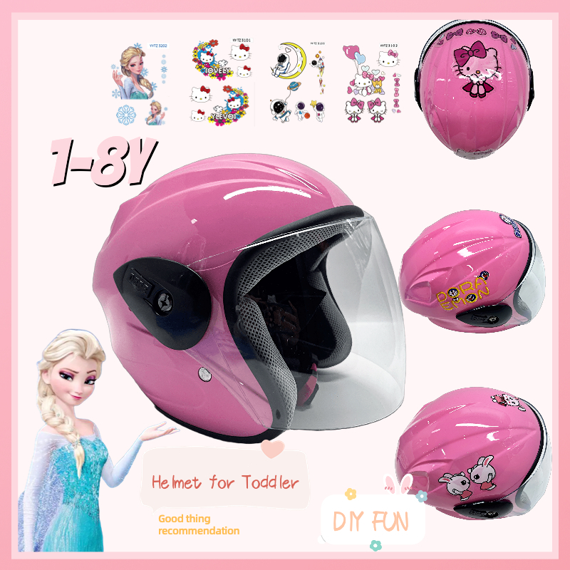 Small Size Children's Multi-sticker DIY Helmet Half Face Pink | Shopee ...