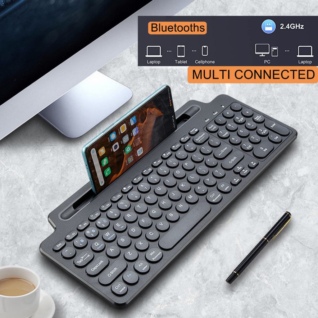 3-mode wireless touchpad Office Bluetooth keyboard built-in stand for tablet/phone /PC/ laptop ...