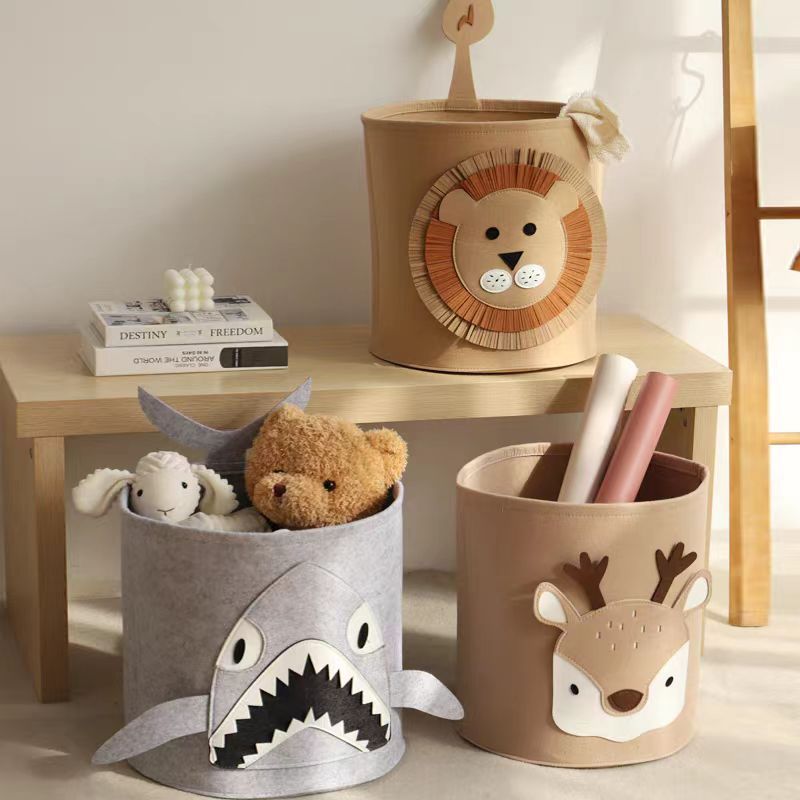 (COD) Toy Storage Box Felt Bucket Animal Shape Storage Box Children ...