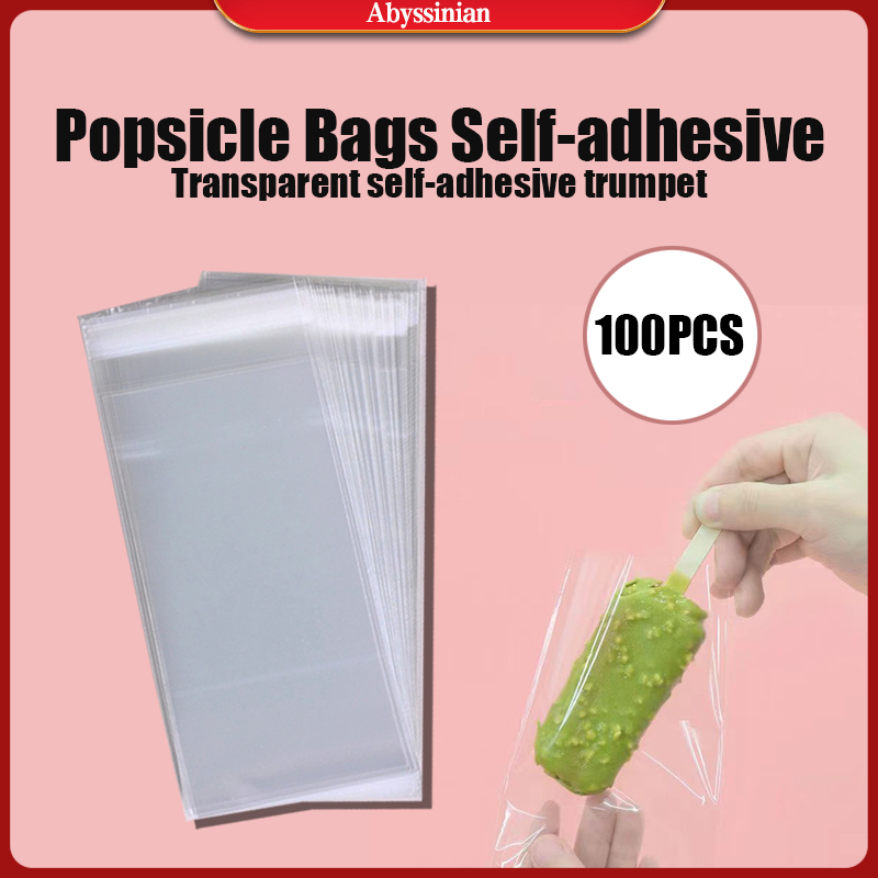 100PCS Transparent Popsicle Bags Ice Cream Plastic Wrappers Bag For ...
