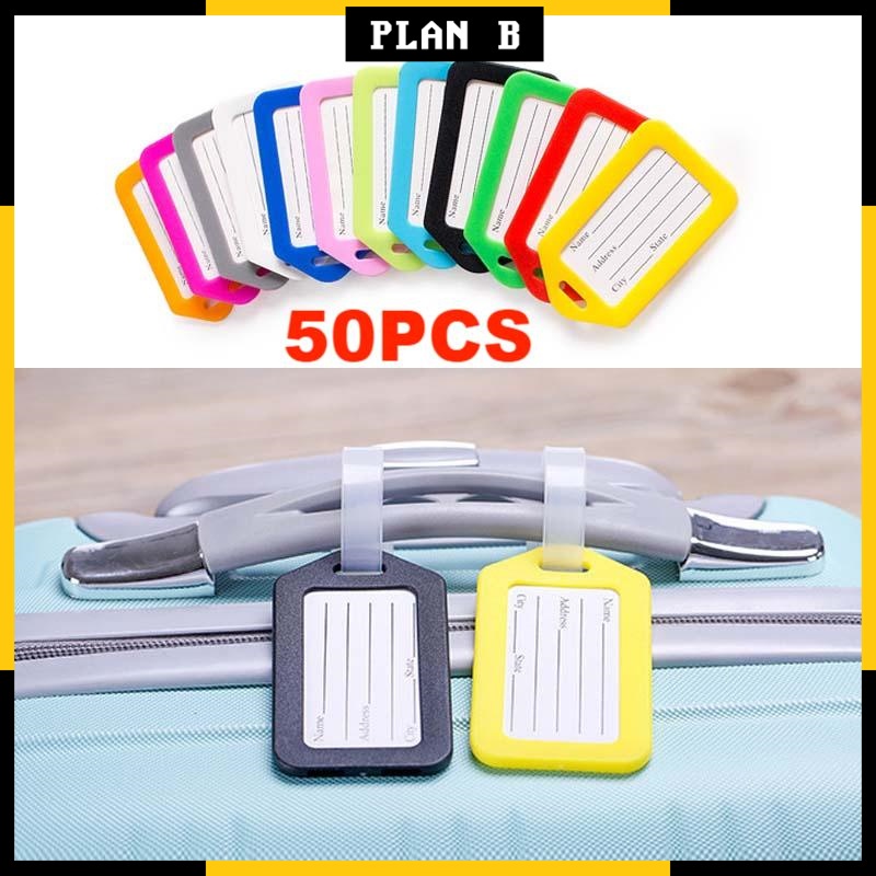 50pcs Luggage Tag PVC Suitcases Travel Labels Pure Color Plane Shape ...