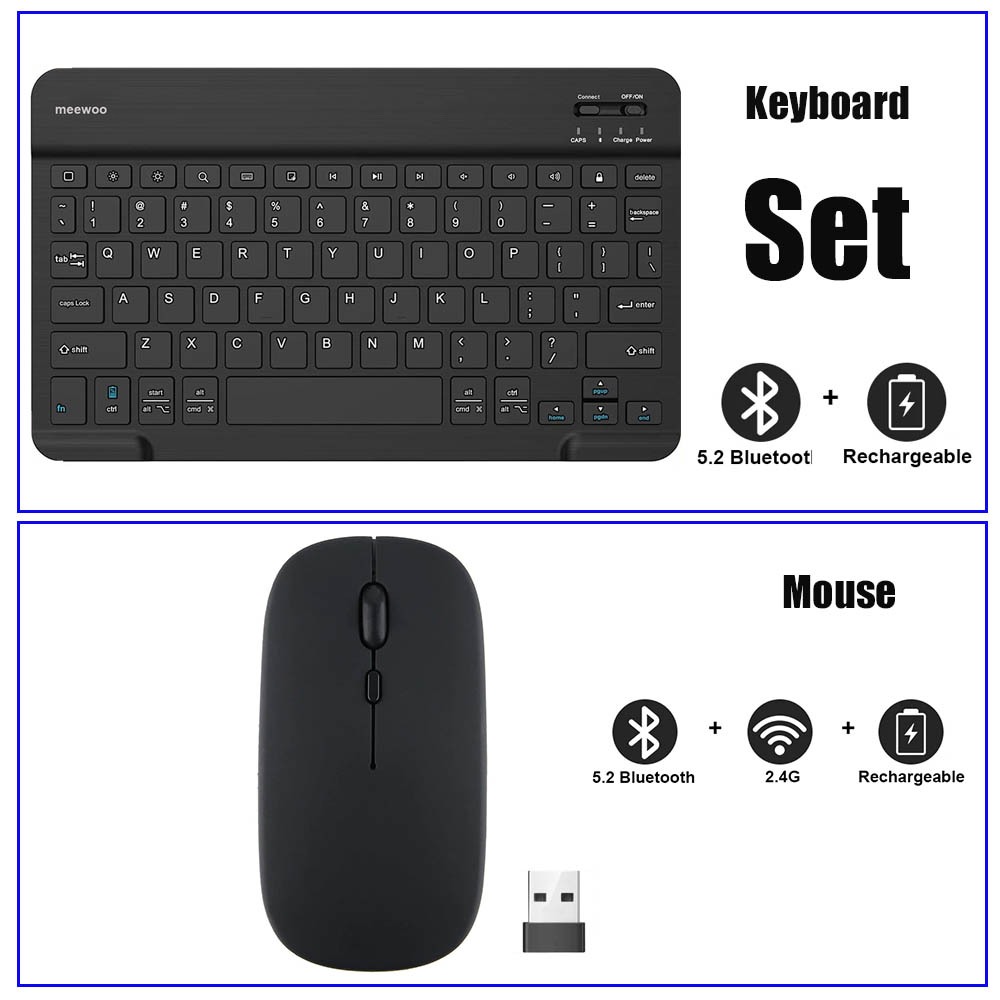 Meewoo Wireless Bluetooth Keyboard And Mouse Set For Android Phone Laptop Tablet Small Mini