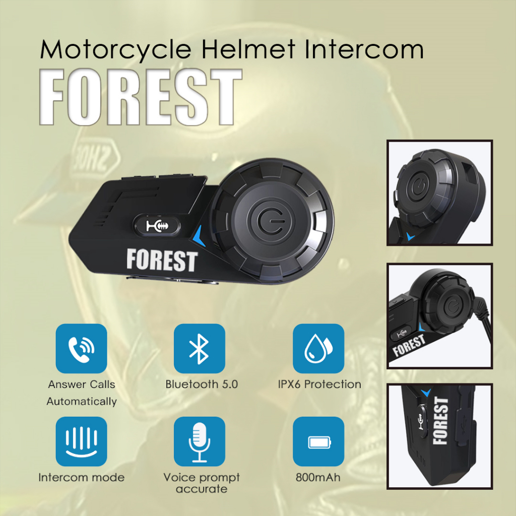Forest Motorcycle E0 Bluetooth Intercom Headset Helmet Motorbike ...
