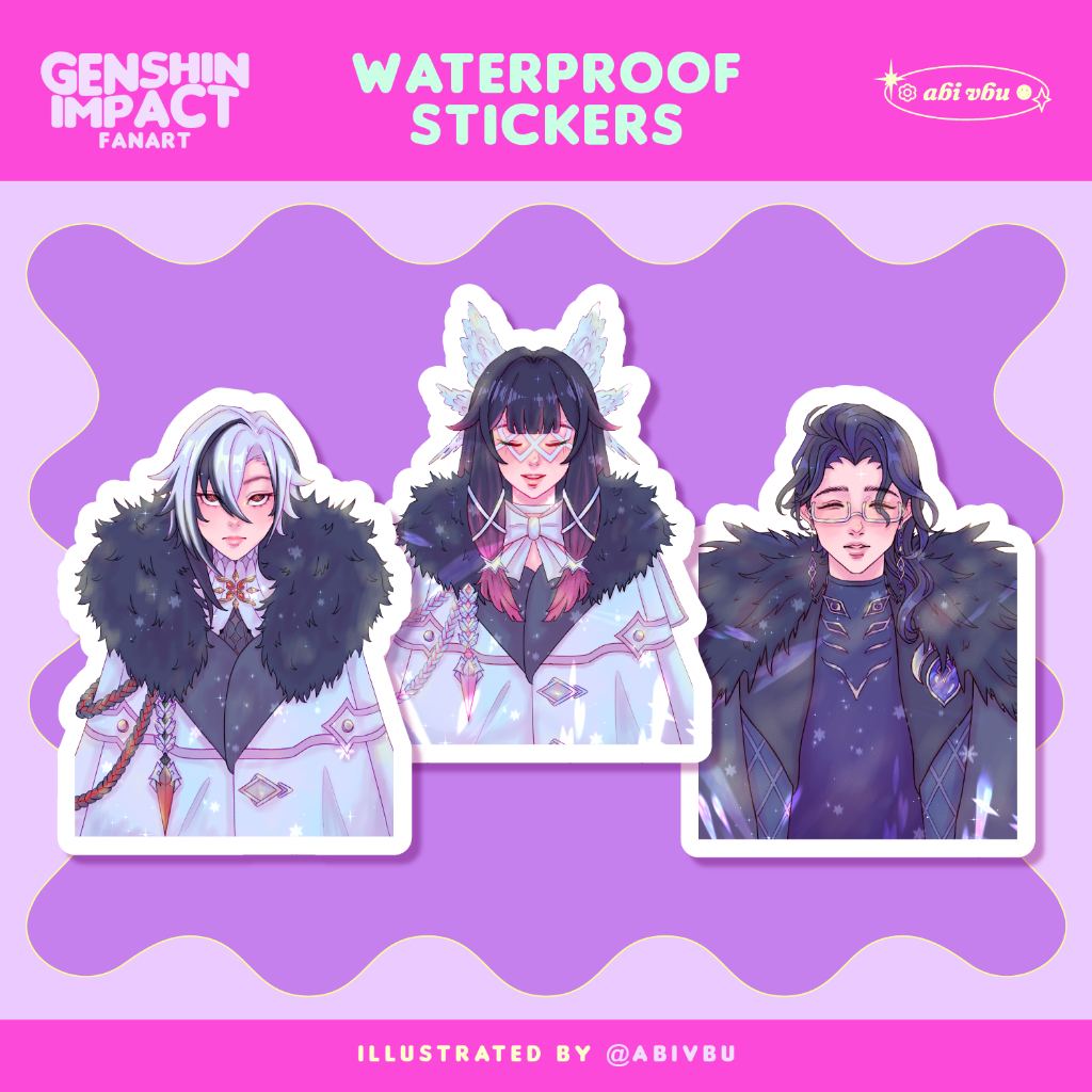 Fatui Harbingers Laptop Sticker: Genshin Impact Waterproof Vinyl Fanart ...