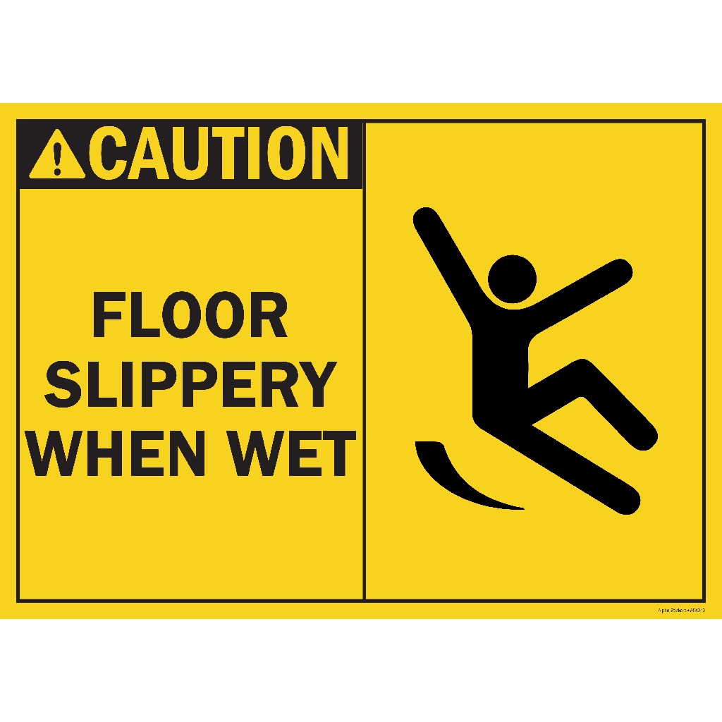 Wet Floor Sign Floor Slippery When Wet Vinyl Sticker Sign 14x10 inches ...