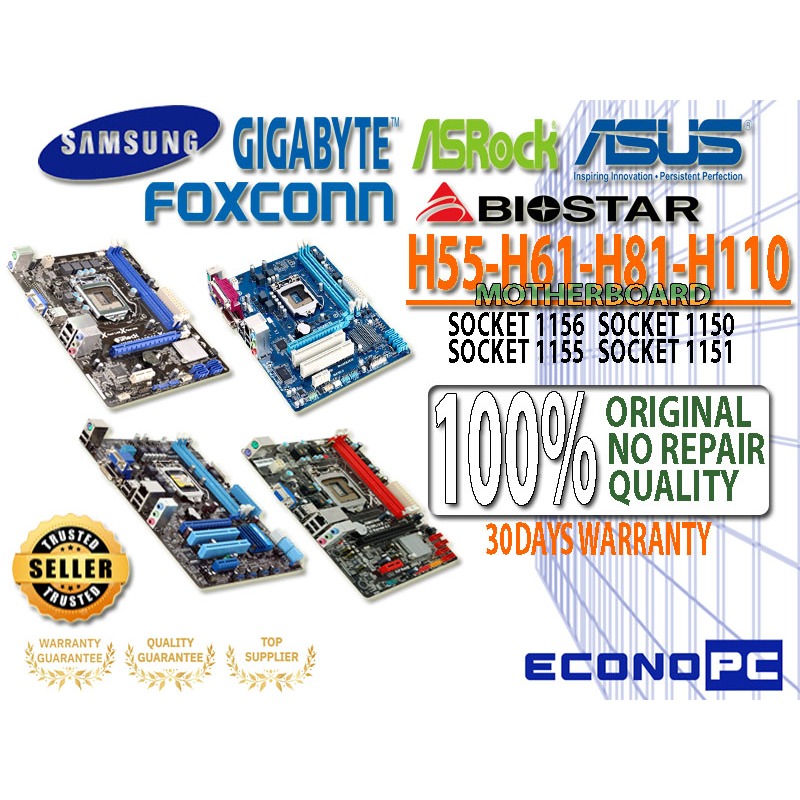 Intel Motherboard Socket 1156-1155-1150-1151 H55-H61-H81-H110 (1ST TO ...