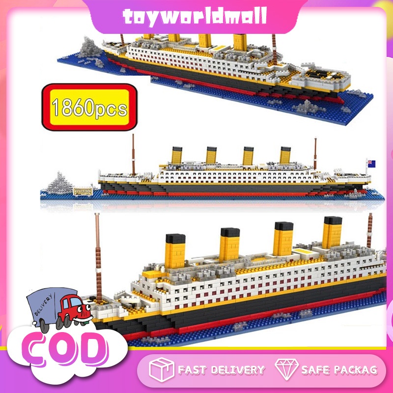 1860Pcs Titanic ship model Building Blocks Sets 3D micro block DIY ...