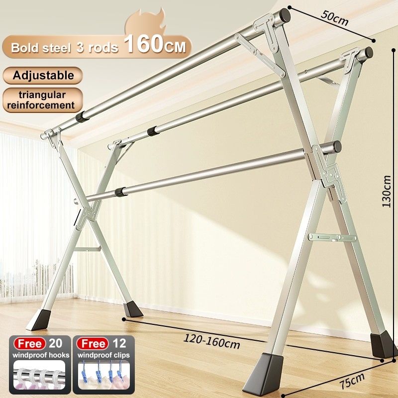 Foldable Sampayan Stainless Clothes Rack With Wheel Laundry Drying Rack ...