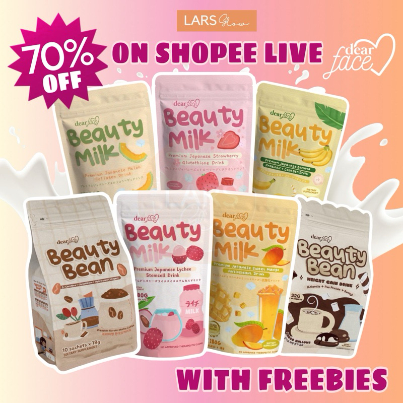 Dear Face Beauty Milk Collagen Drinks Melon Strawberry Mango Lychee ...