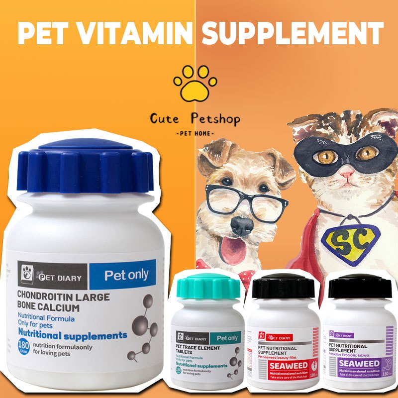 180pcs Pet Dog Vitamin Supplement Cat Vitamin Multivitamin Probiotics ...