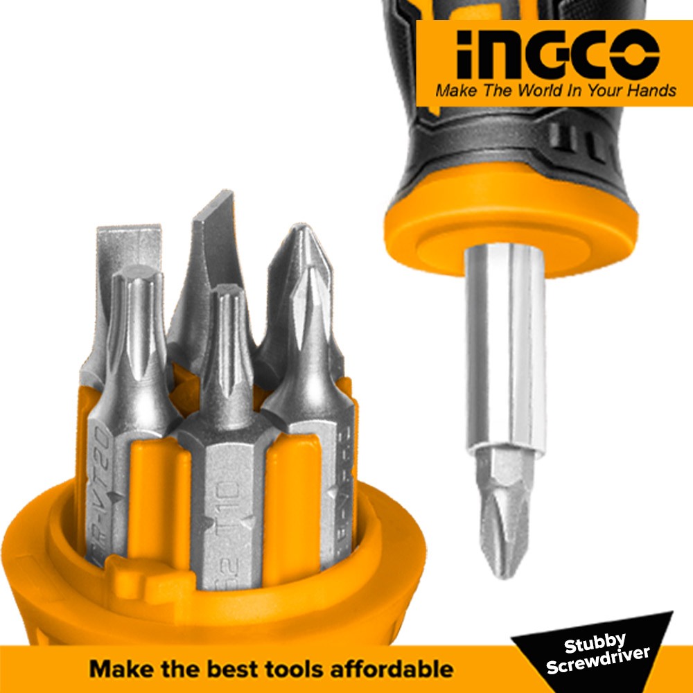 Ingco 8in1 25mm Stubby Screwdriver Set Short Screw Driver Flat & Philip ...