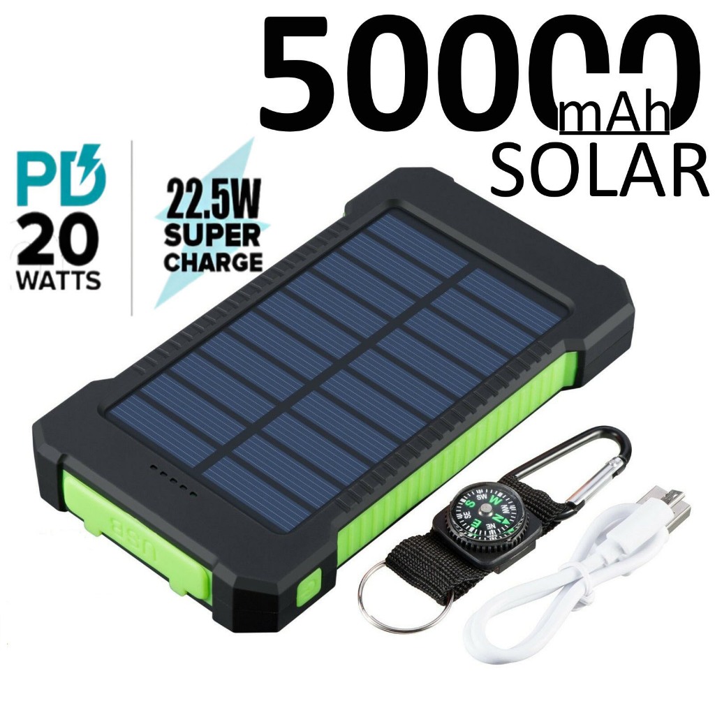 50000mAh USB Solar Power Bank Powerbank Waterproof with Led Light and ...