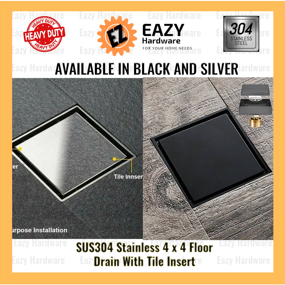 SUS304 Stainless 4x4 Concealed Tile Insert Floor Drain (Anticlogging ...