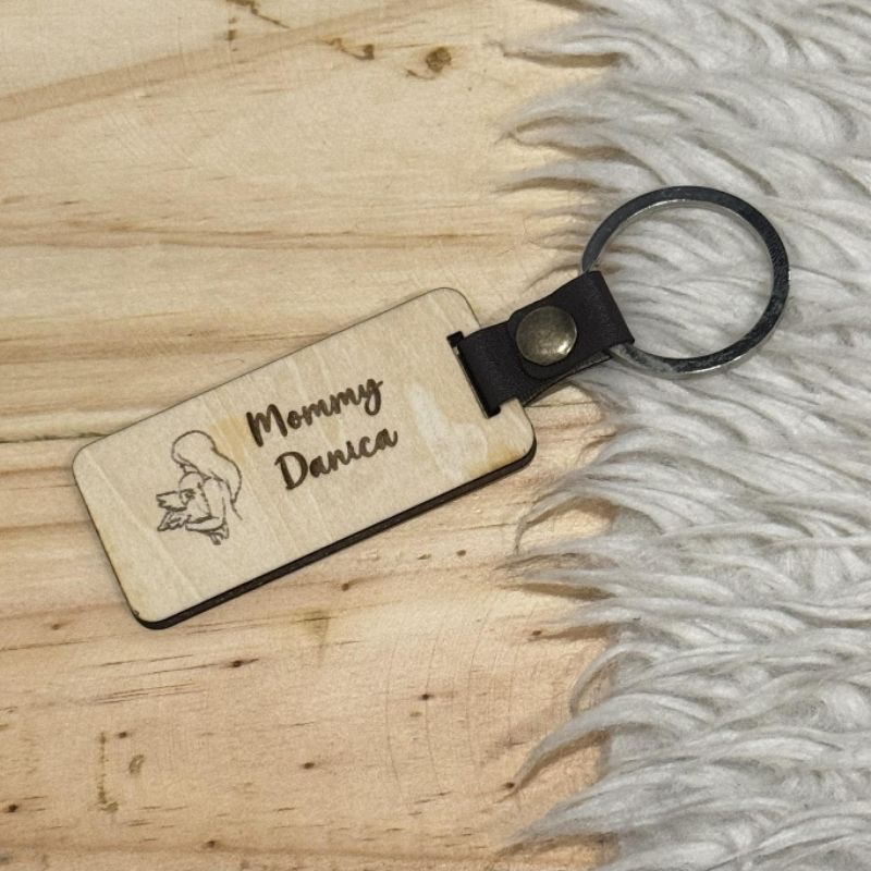 Laser Engraved Leather Wood Keychain | Shopee Philippines