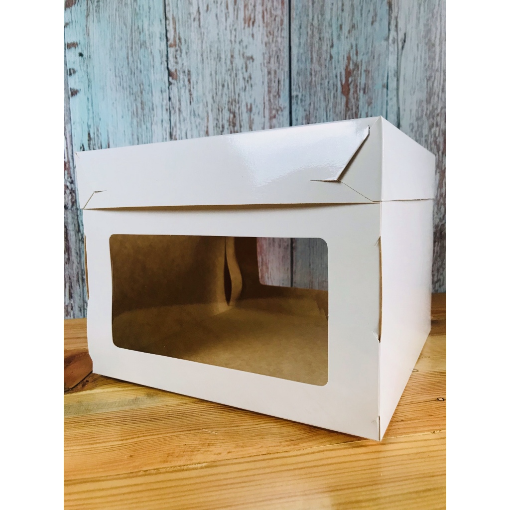 5pcs 8x8x6 Cake Box with Windows Top and Sides | Reversible White/Kraft ...
