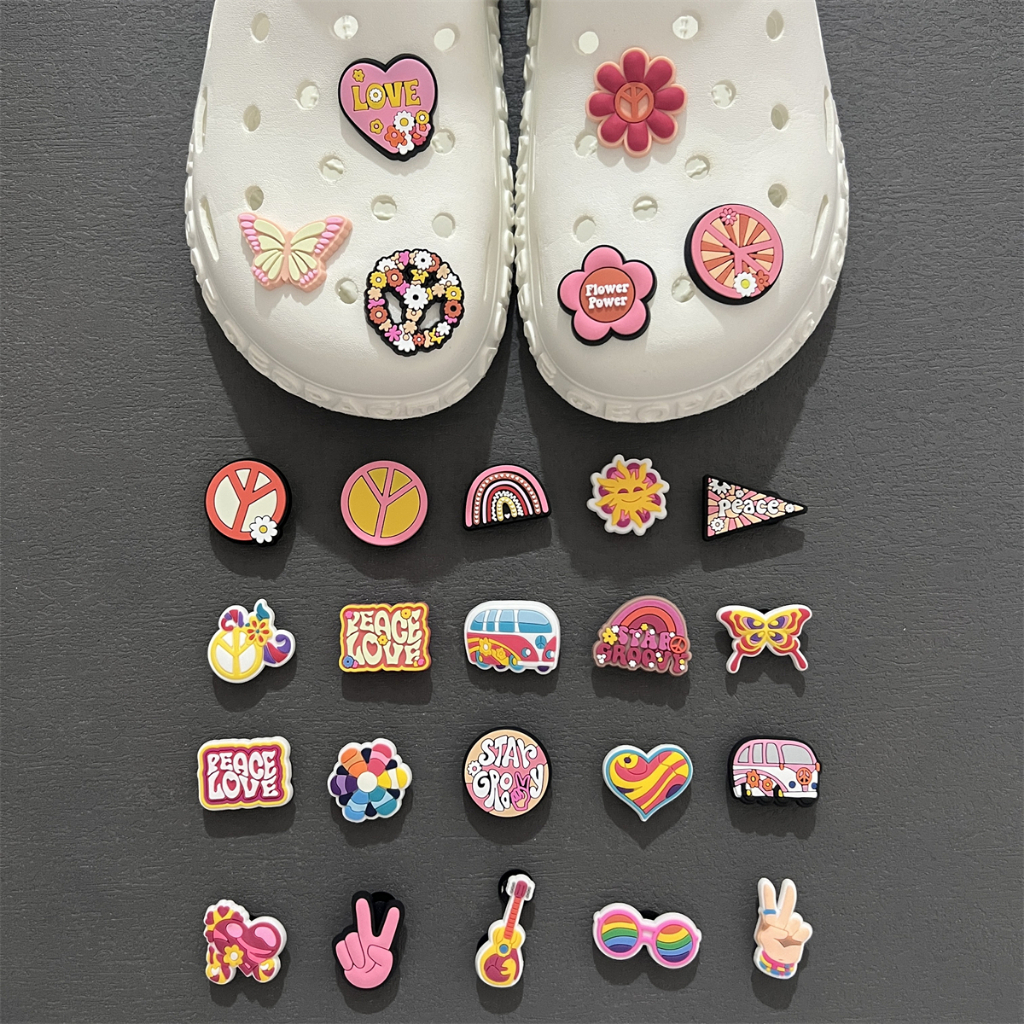 Love and Peace Jibbitz Charms Shoe Design Buckle Shoe Decor Clogs Pin ...