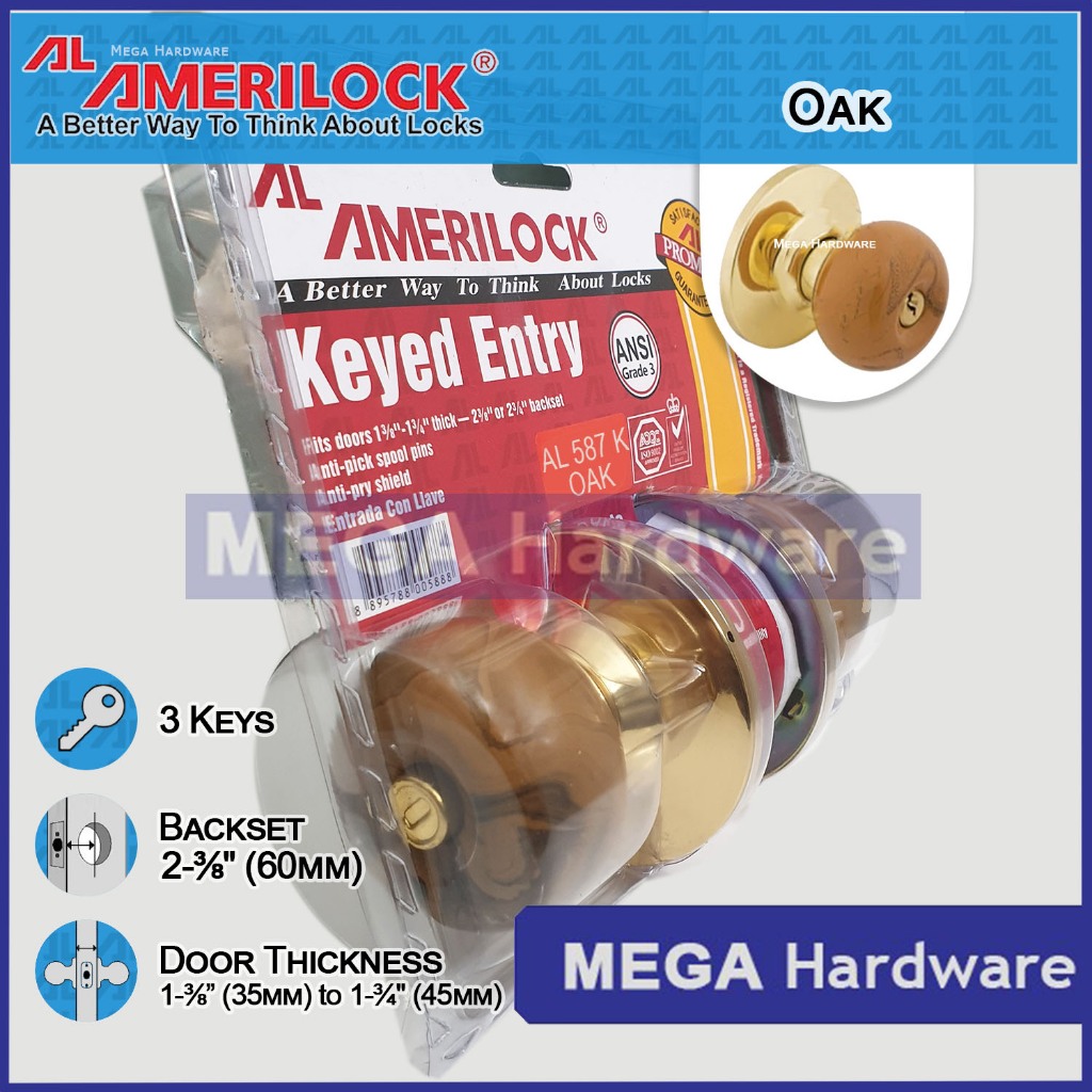 AMERILOCK Door Knob Keyed Entry Decorative Lockset (3 keys) | Shopee ...