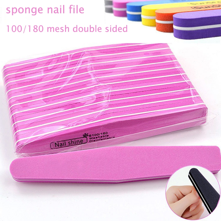 Professional Sponge Nail Files Nail Polisher Washable Double Sided Grit ...