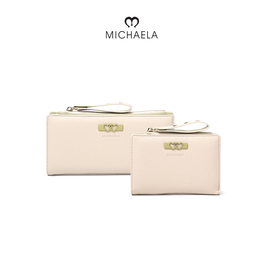 MICHAELA Korean Bifold Wallet with Dual Heart Embellishment Fits Credit ...