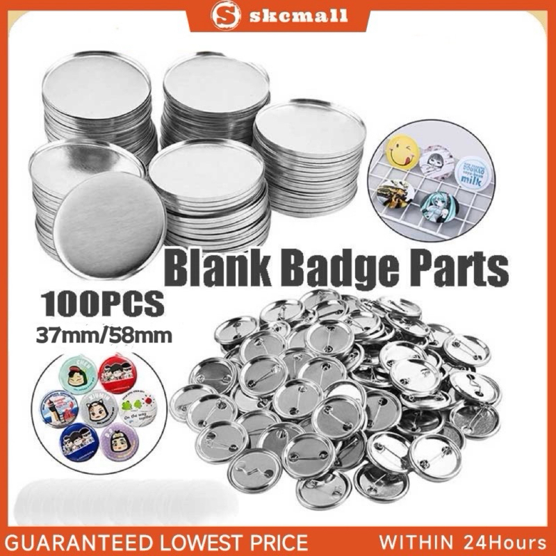 100Pcs 37/58mm Metal back DIY Badge Button Pins Blank Raw Material pins ...
