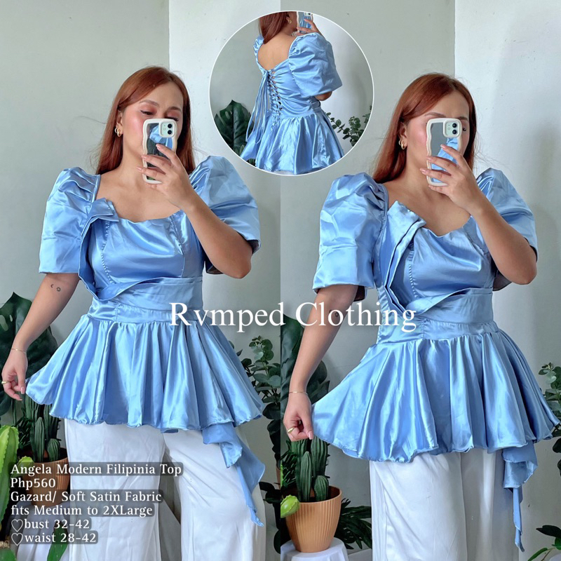 RVMPED Angela Modern Filipiniana Top | Shopee Philippines