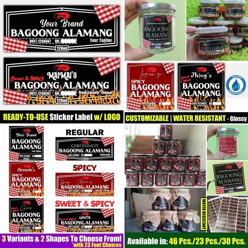BAGOONG / ALAMANG Sticker Labels w/ Logo (Glossy | Water Resistant ...