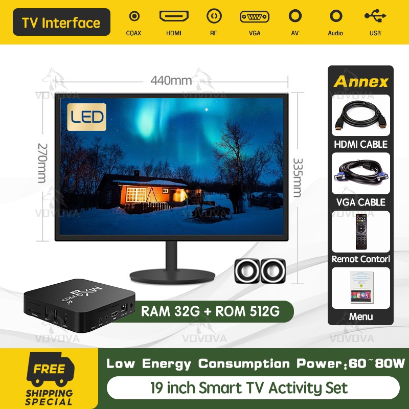 VOVOVA Smart tv 30 32 50 inch HD LED Slim Television Android Netflix tv ...