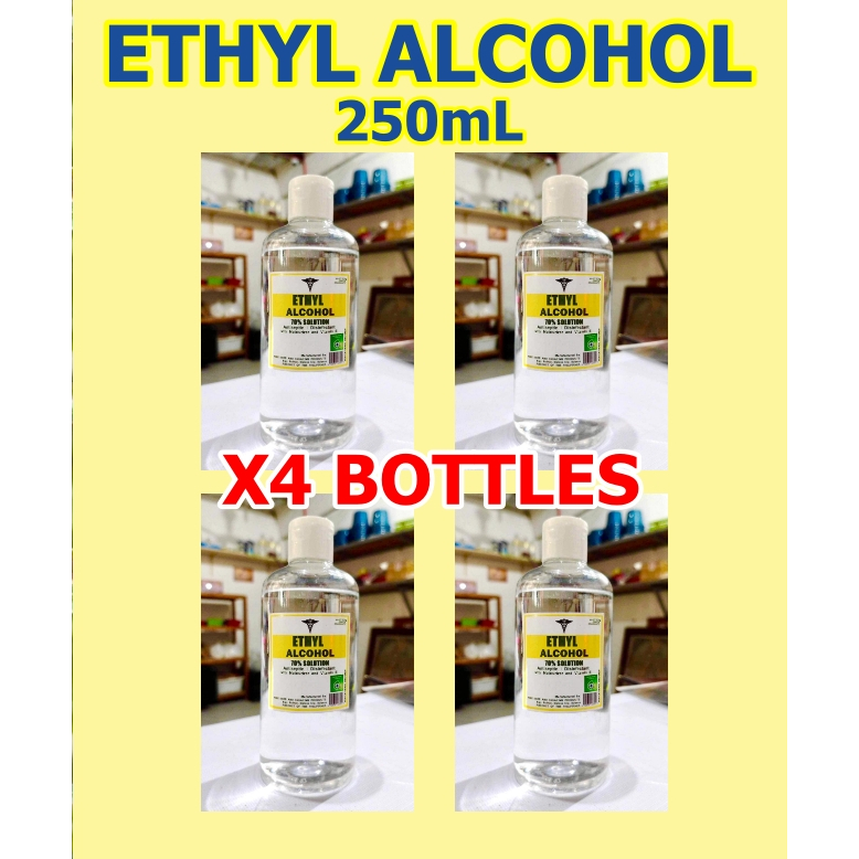 ETHYL Alcohol 70%, 250mL x 4 BOTTLES | Shopee Philippines