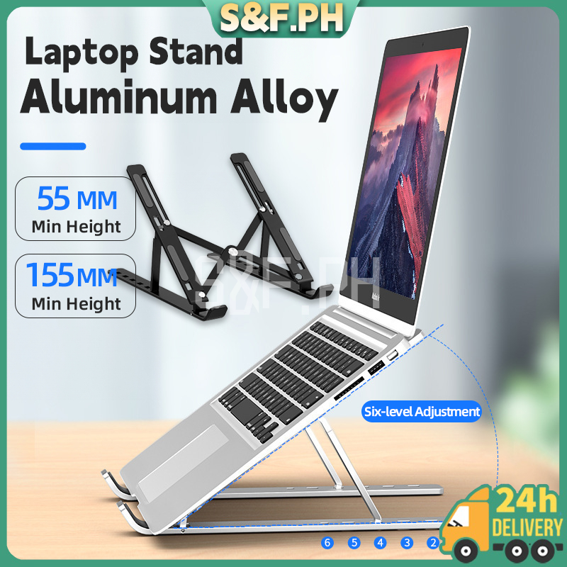 S&F Aluminum Alloy Laptop Stand 6-Level Adjustable Portable Laptop ...
