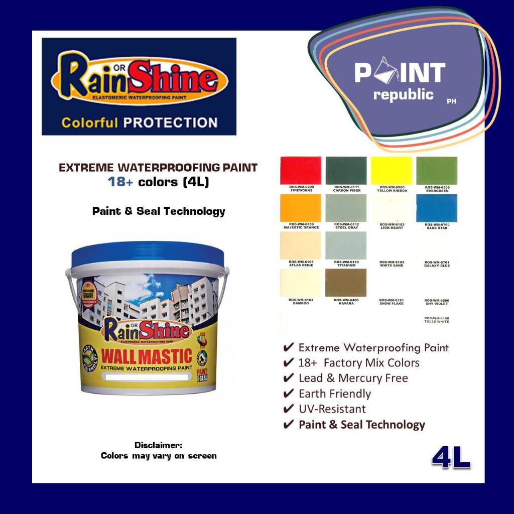 Rain or Shine Wallmastic Elastomeric Paint-4L(GAL) | Shopee Philippines