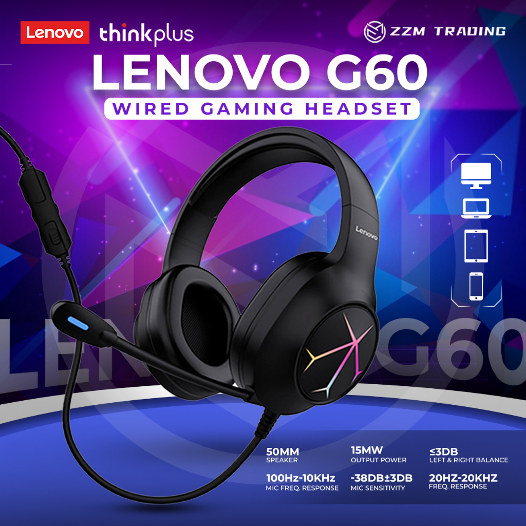 Lenovo Thinkplus Headphones G60 gaming headset 20Hz-20KHz 15mW output ...