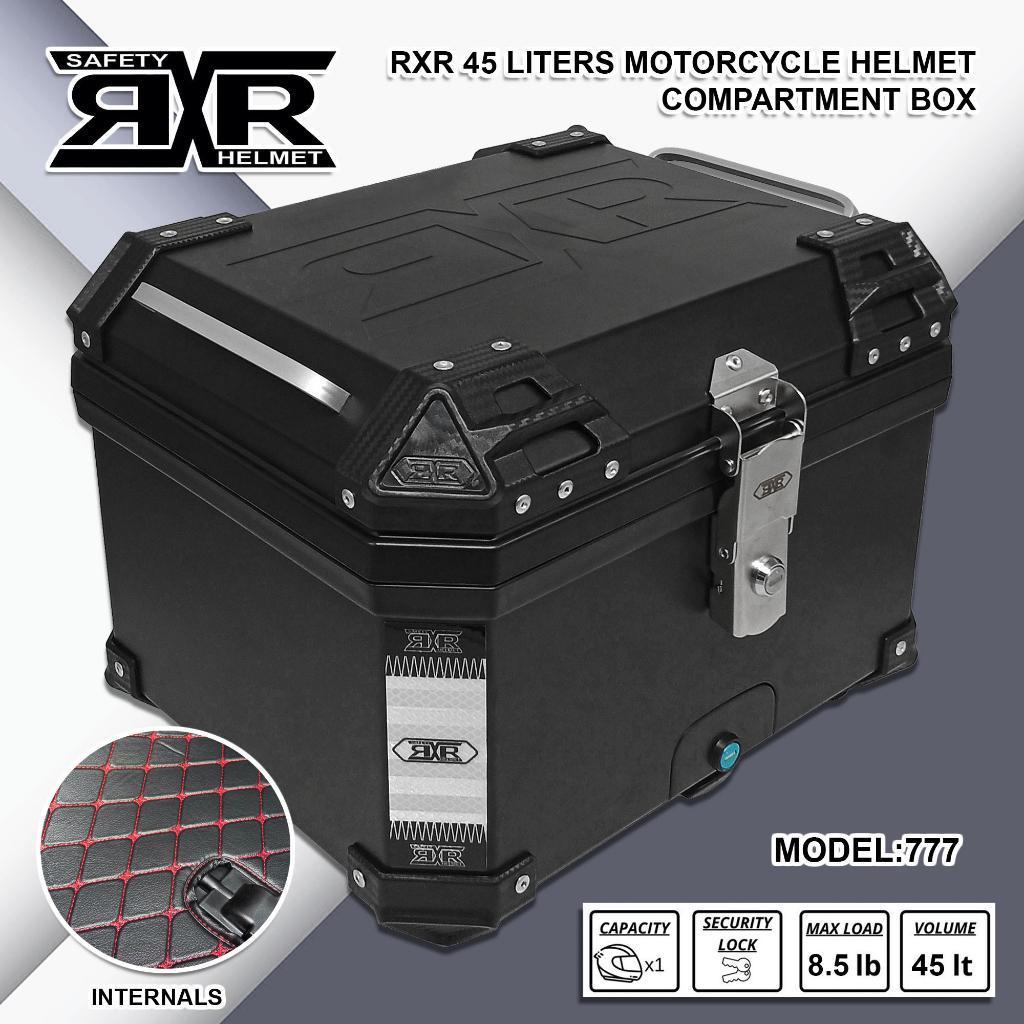 RXR HARD PLASTIK TOP BOX 45L Motorcycle Compartment Box Helmet Box ...