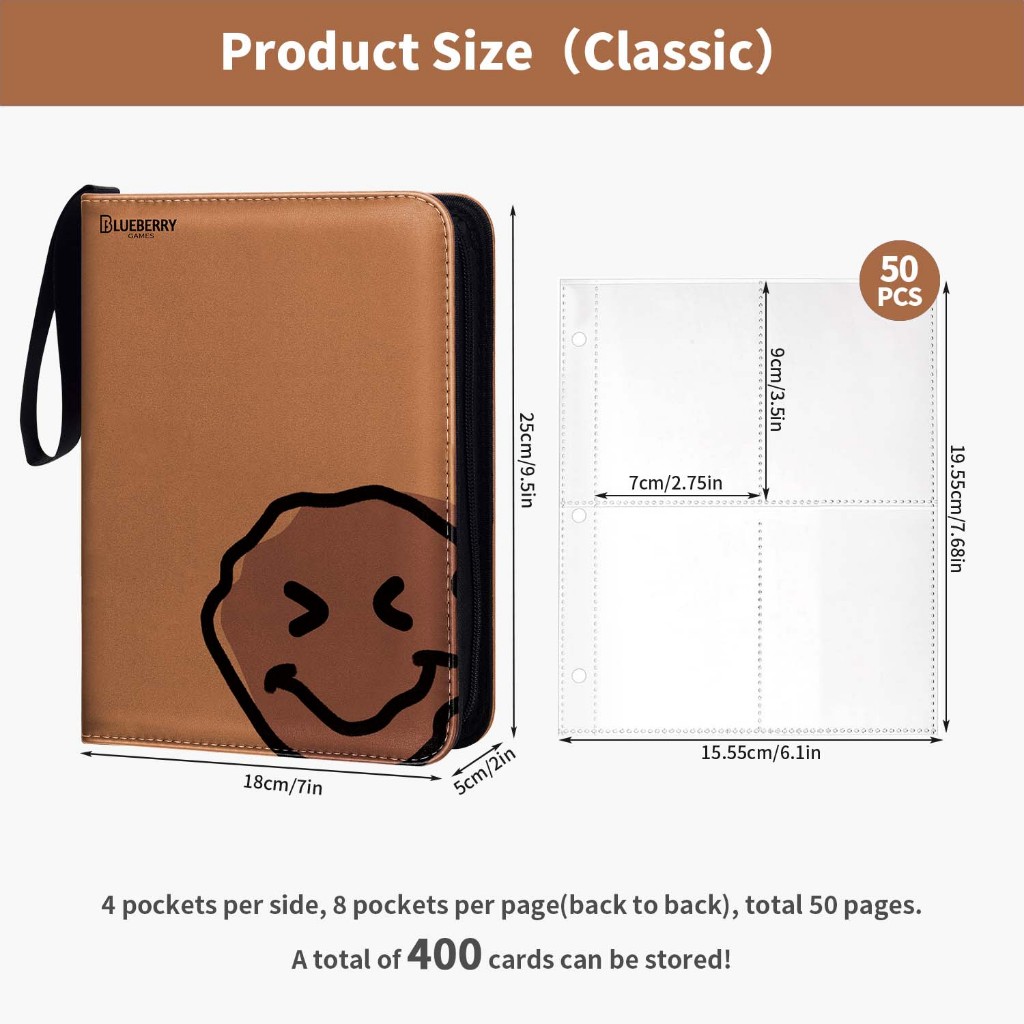 Blueberry Binder Zipper Album 400/900 Pocket Leather Brown Pokemon Lomo ...