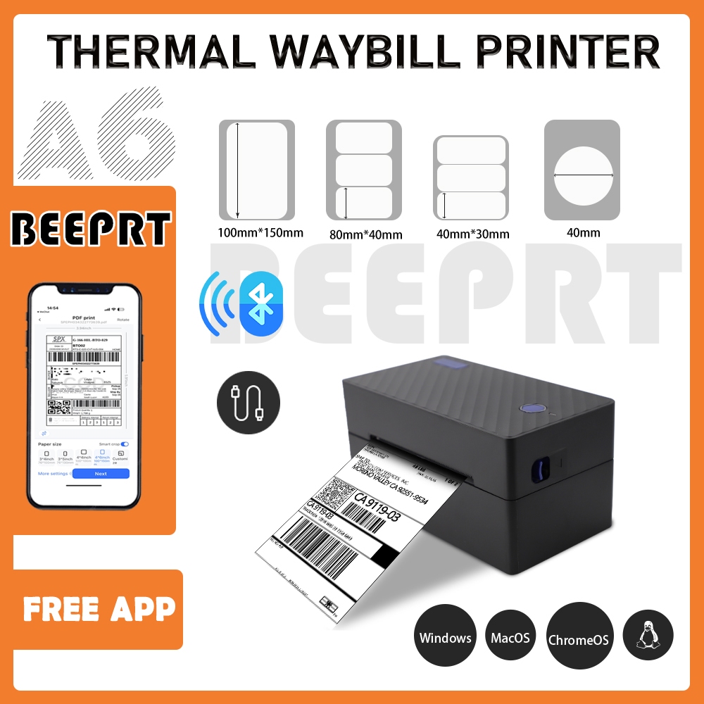 Beeprt waybill printer 4 inch thermal label printer A6 size express ...