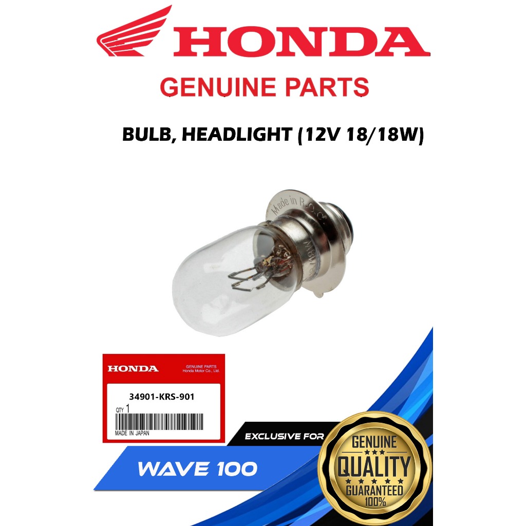 HONDA GENUINE BULB, HEADLIGHT (12V 18/18W) FOR WAVE 100 | TMX 155 | XR ...