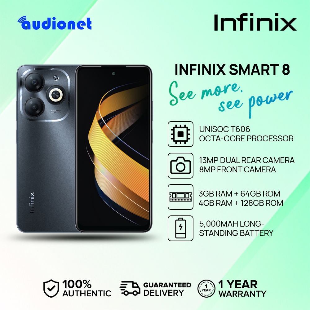 Infinix Smart 8 | 3GB+64GB | Unisoc T606 | 6.6” 90Hz Display | 13MP Dual Camera | 5000mAh NEW ...