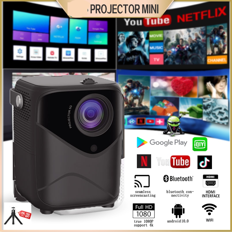WiFi Projector 1080P Full HD Android 12 Bluetooth Projector Phone ...