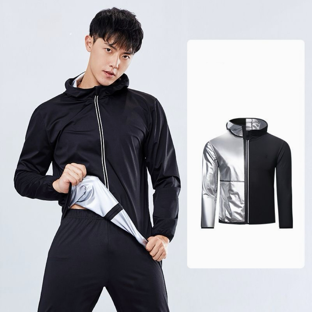 Sauna Sweat Suit For Men Workout Running Slimming Sauna Sweat Suit Set ...