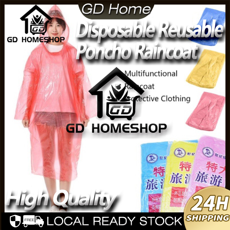 GD Disposable Plastic Reusable Poncho Raincoat Kapote Ultra Light ...